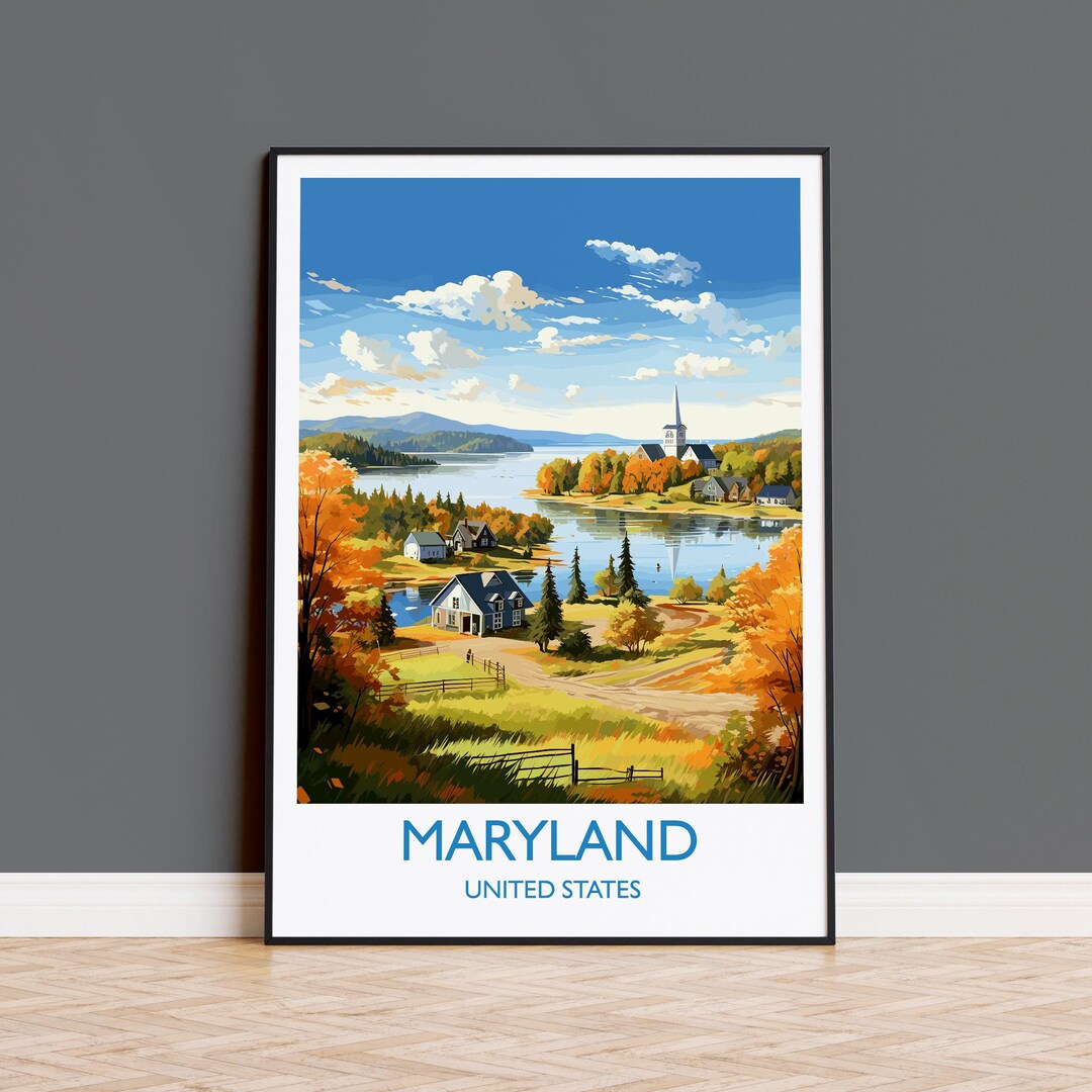 Maryland Poster, Travel Print of Maryland, Maryland State, USA, Travel ...