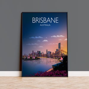 Travel Poster of Brisbane , Travel Print of Brisbane, City of Brisbane ...