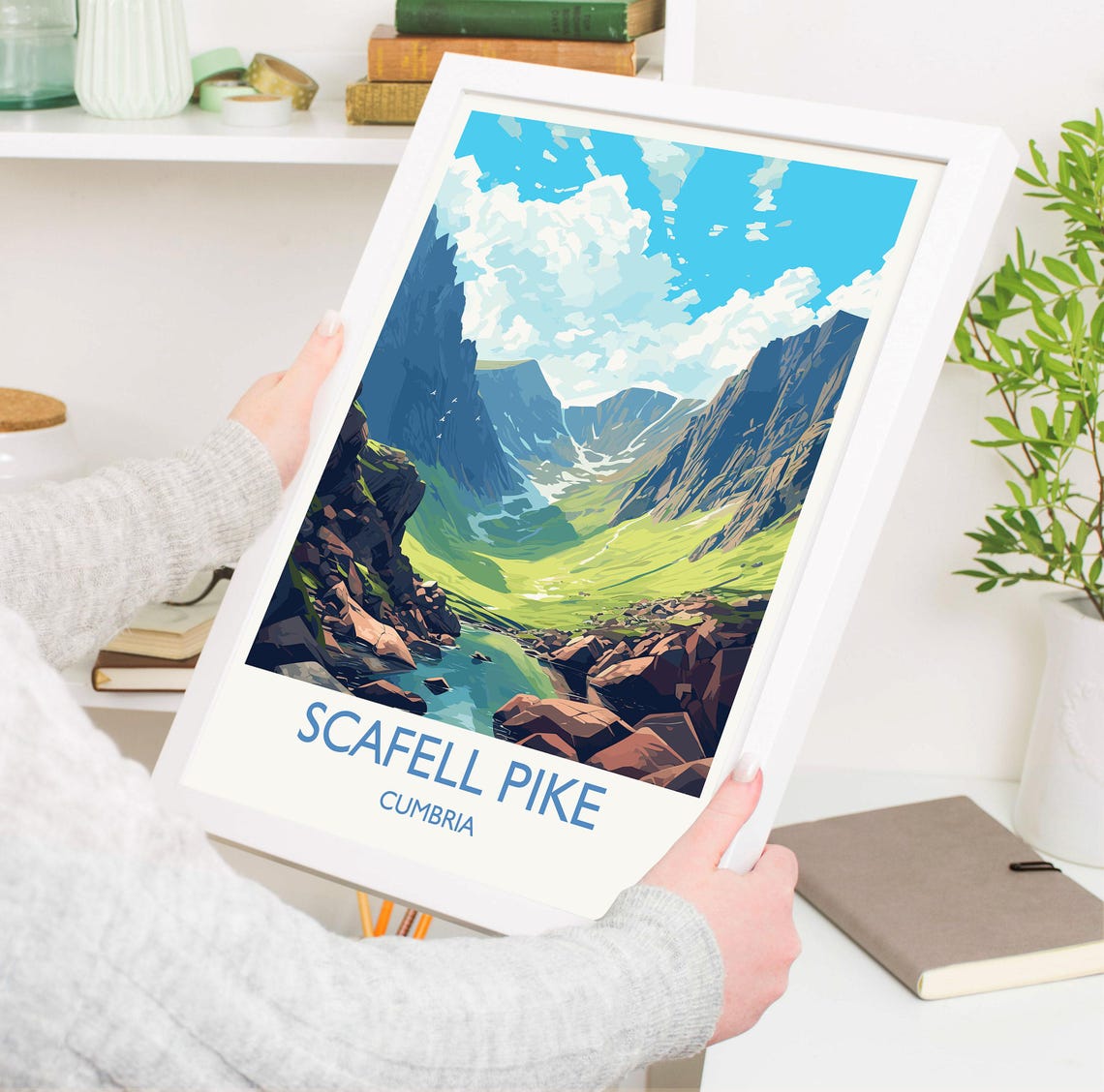 Scafell Pike Travel Poster, Scafell Pike Travel Print, England, Cumbria ...