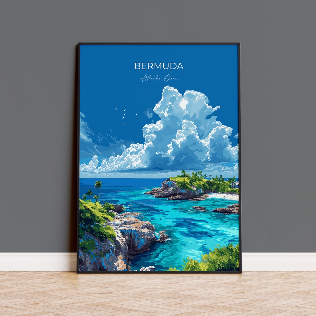 Bermuda Poster Wall Art, Travel Print of Bermuda, Atlantic Ocean ...