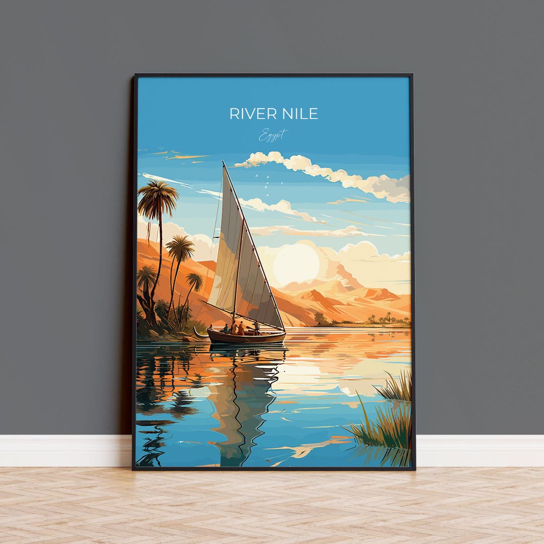 River Nile Travel Poster, Travel Print of River Nile, Egypt Art Lovers ...