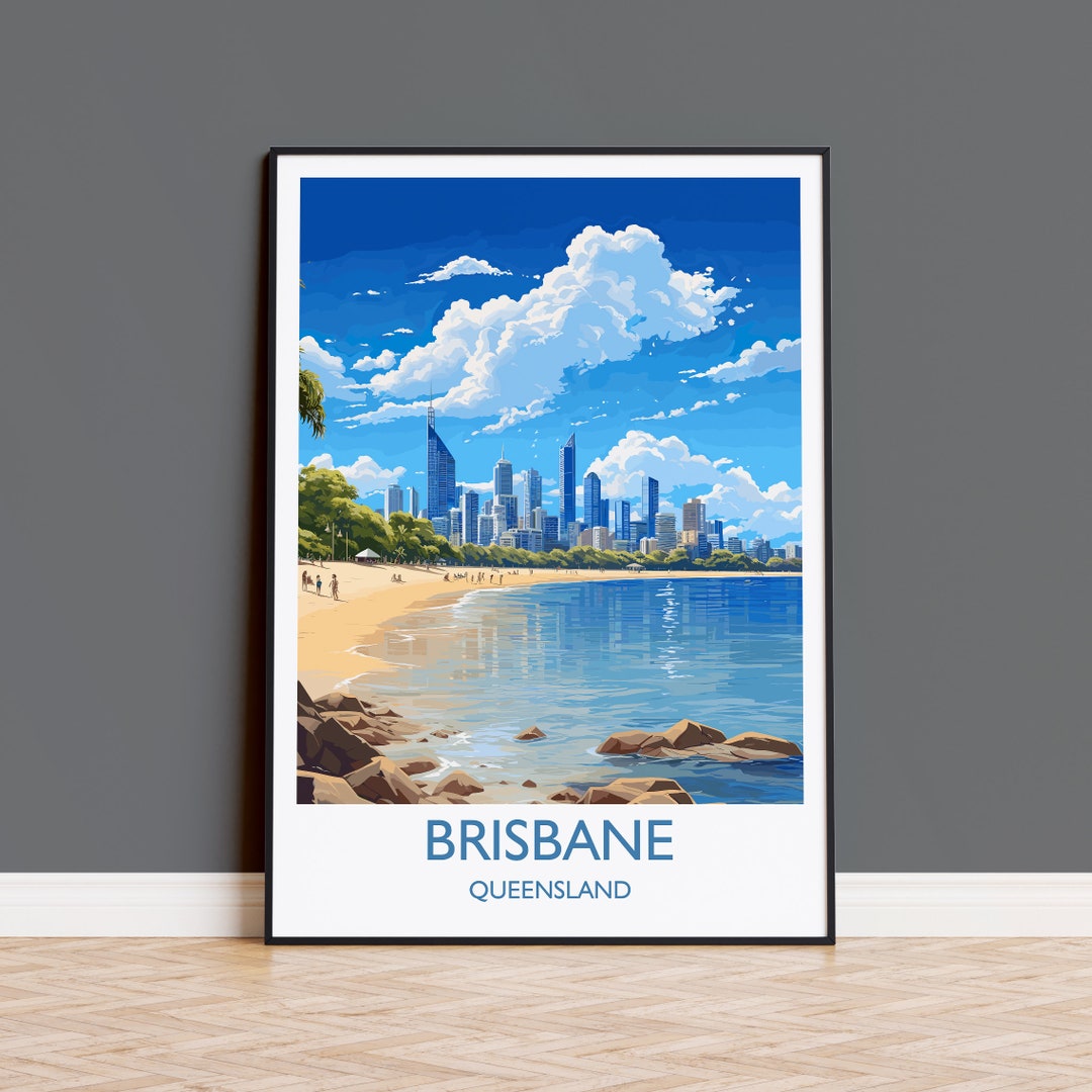 Brisbane Travel Print, Travel Poster of Brisbane , Queensland Art ...
