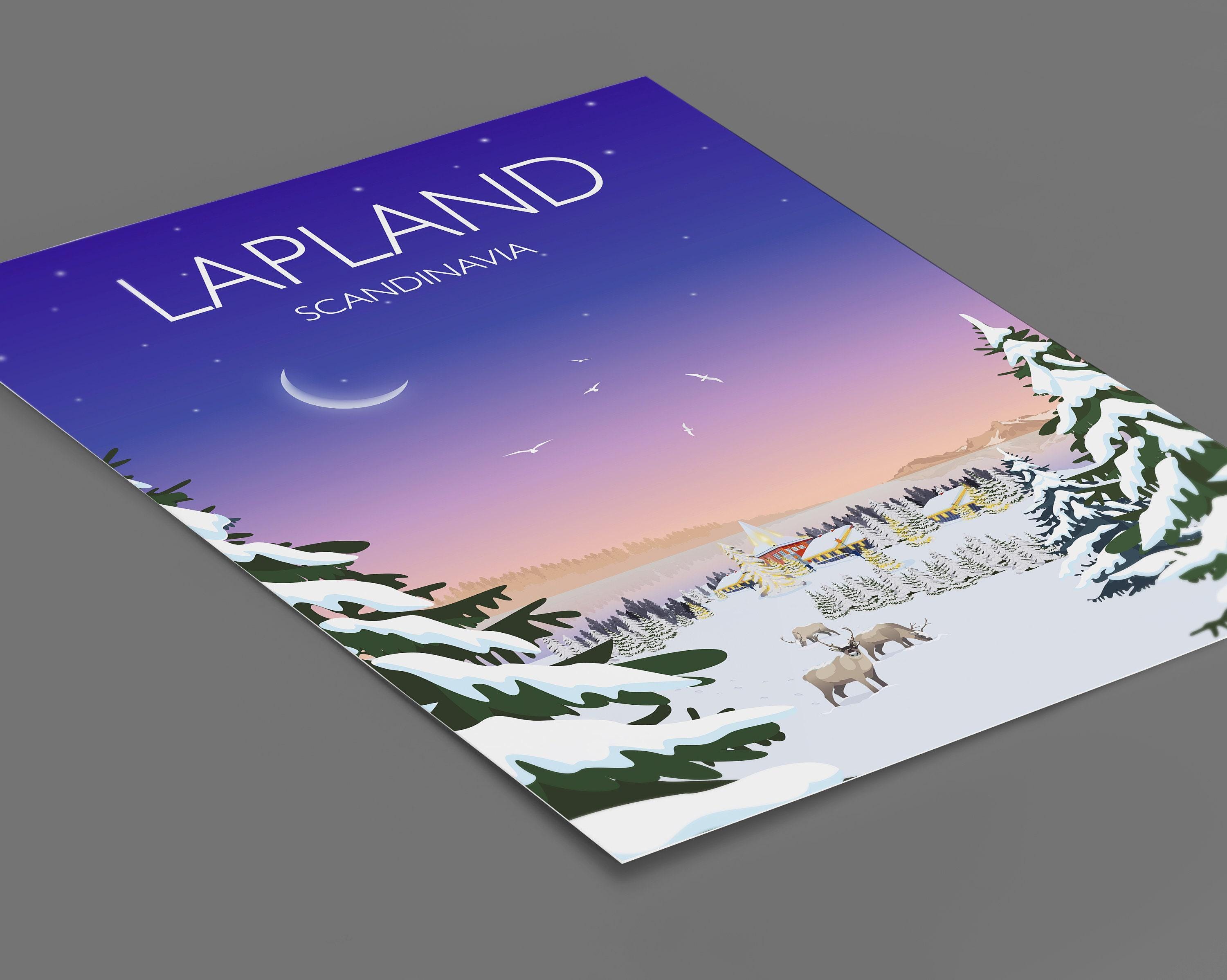Lapland Travel Poster, Lapland Travel Print, Christmas Gift, Wedding ...