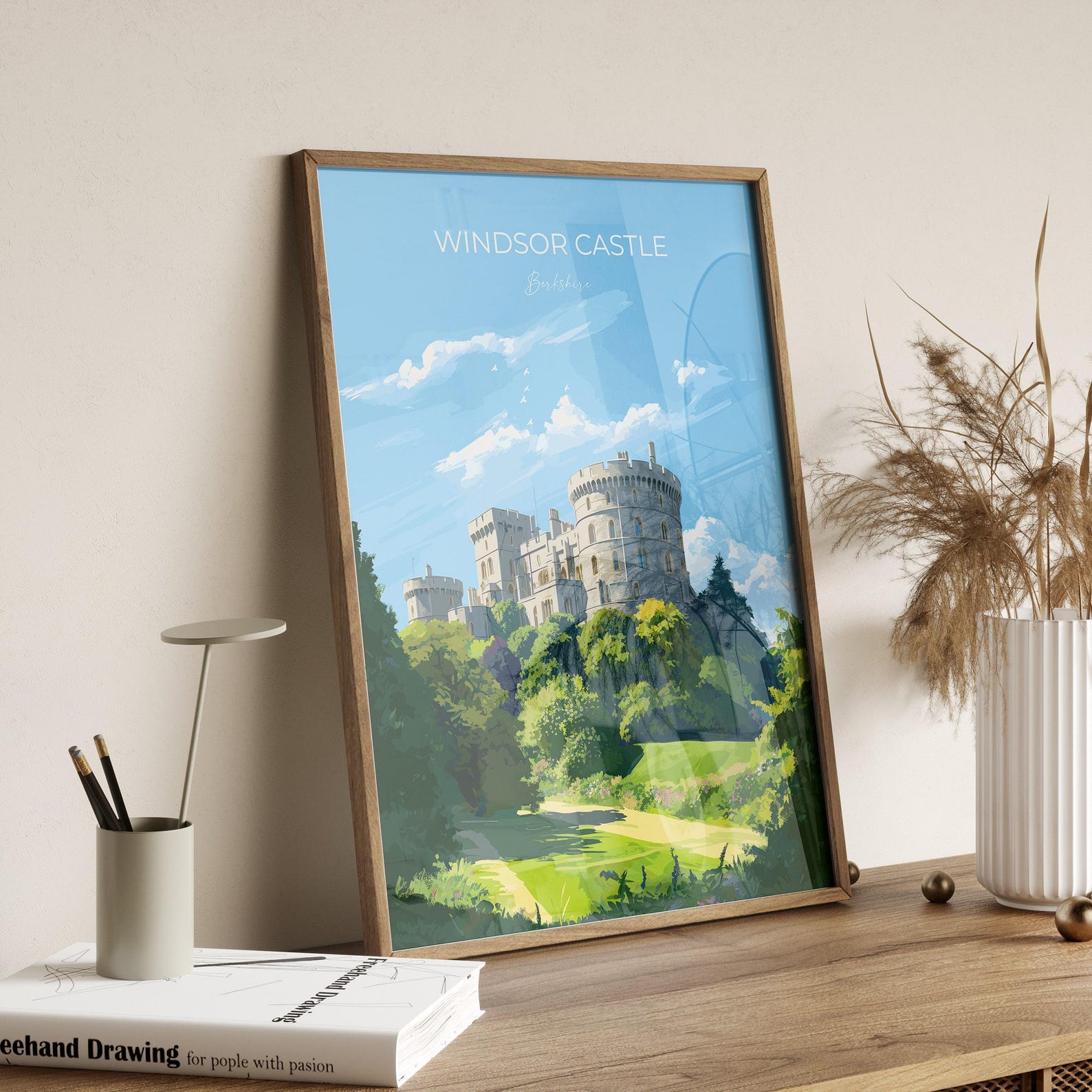 Windsor Castle Print, Travel Poster of Windsor Castle, Berkshire ...