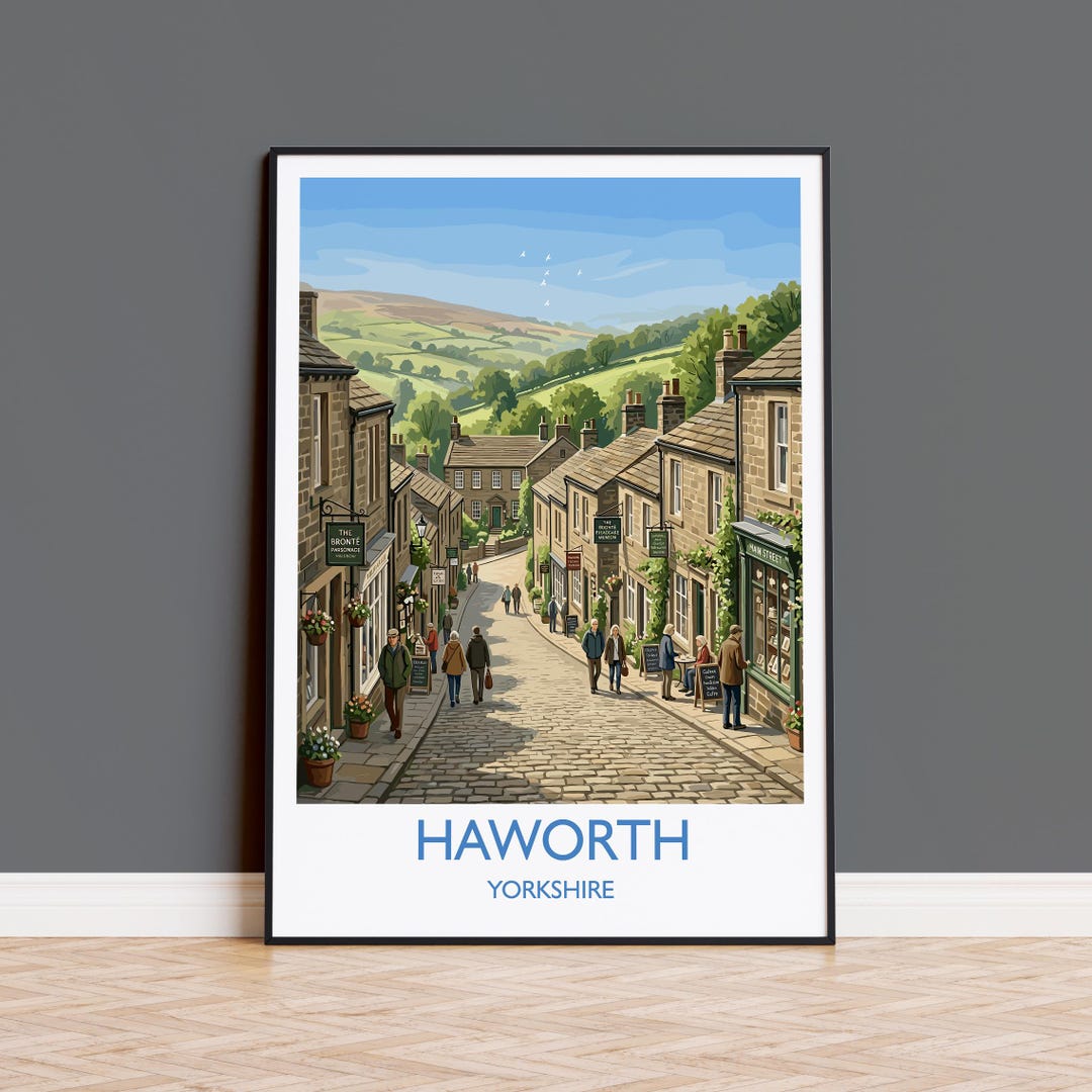 Haworth Yorkshire Travel Poster, Brontë Village Wall Art, Historic Hill ...