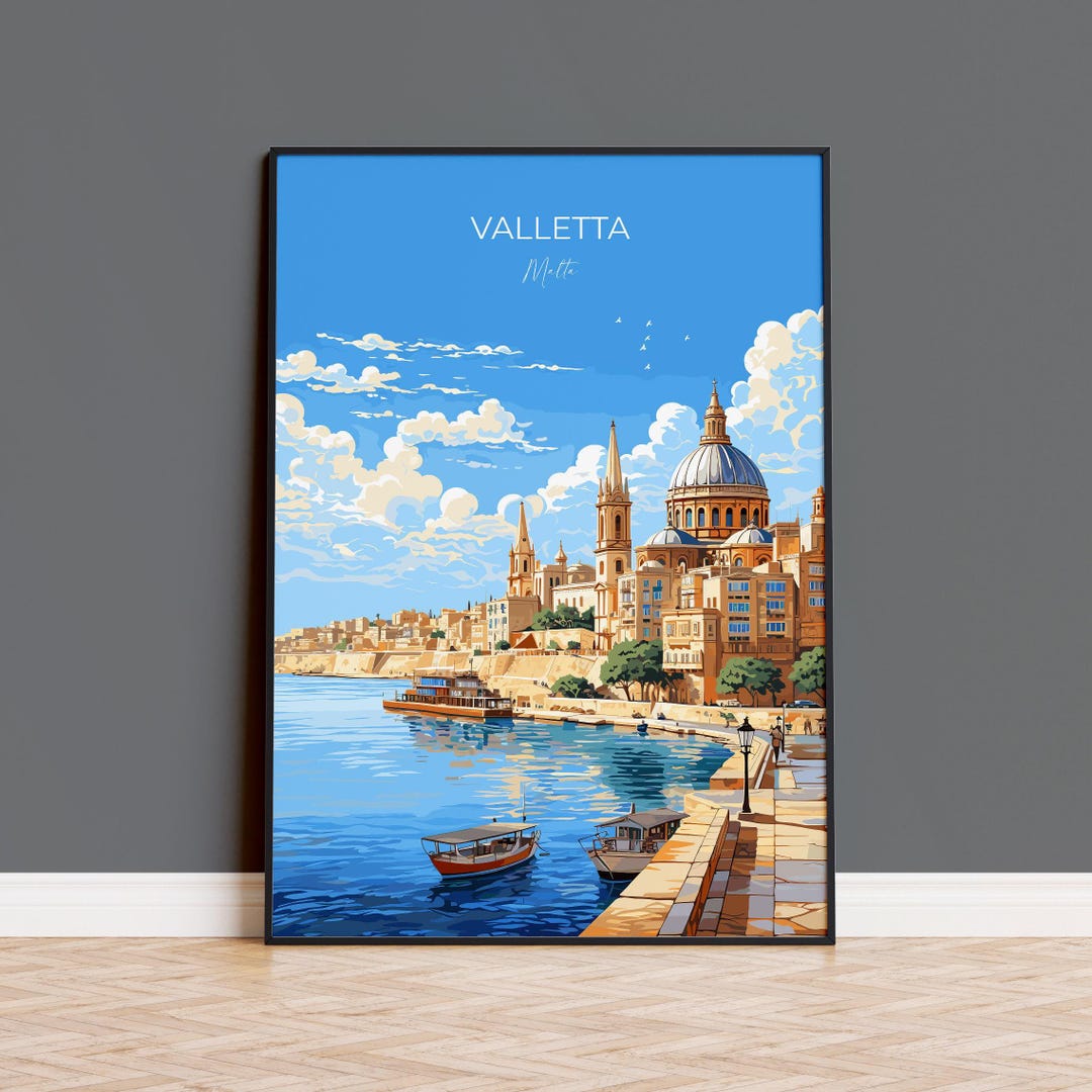 Valletta Travel Poster Wall Art, Travel Print of Valletta, Malta ...