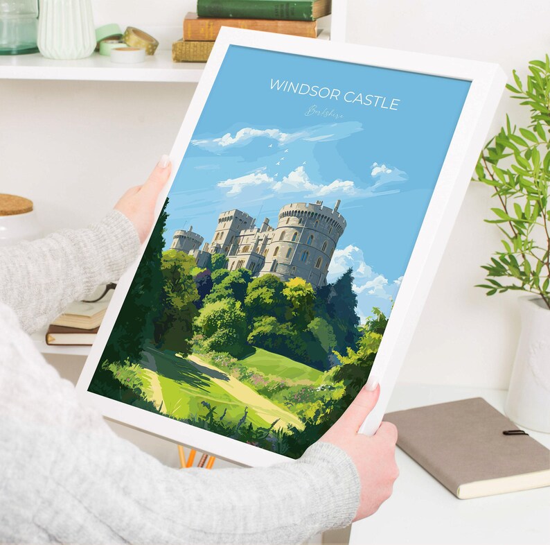 Windsor Castle Print, Travel Poster of Windsor Castle, Berkshire ...