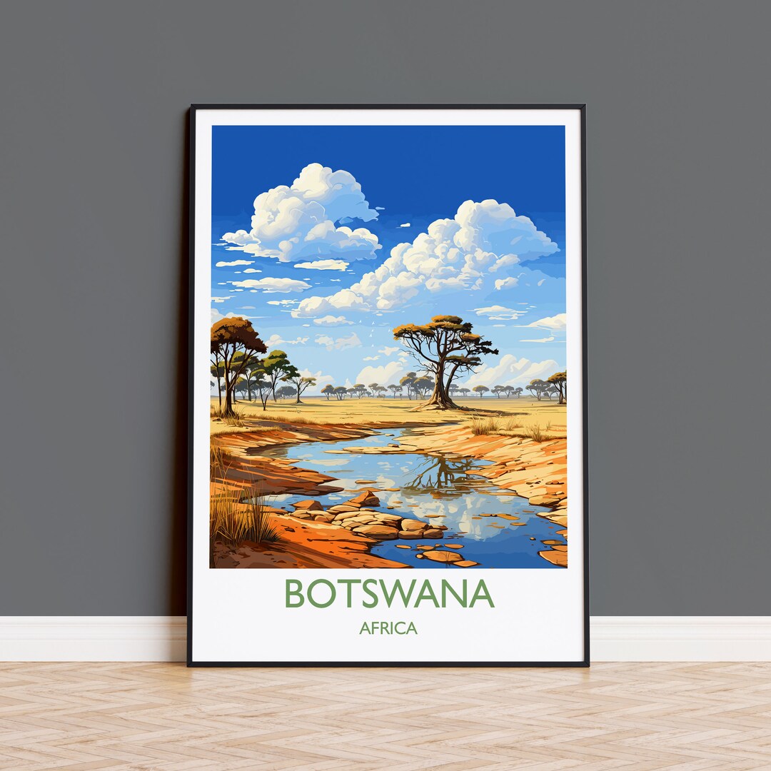 Botswana Travel Poster Wall Art, Travel Print of Botswana, Botswana ...