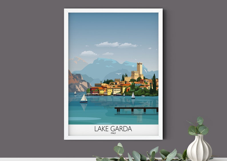 Travel Poster of Lake Garda Travel Print of Lake Garda Lake - Etsy UK