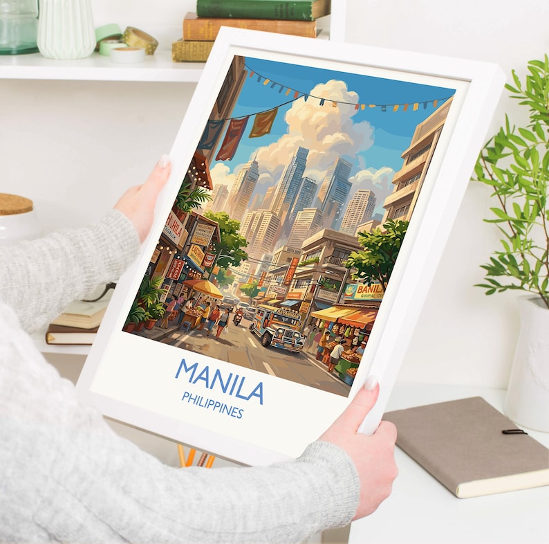 Manila Philippines Travel Poster, Manila City Wall Art, Skyline & Bay ...