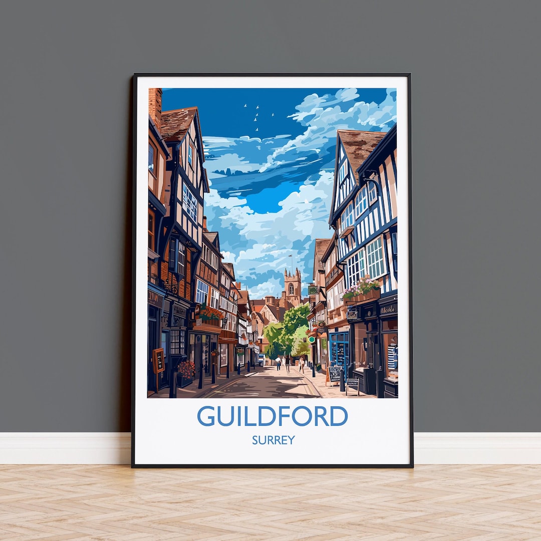 Guildford Travel Poster, Travel Print of Guildford, Surrey Poster ...