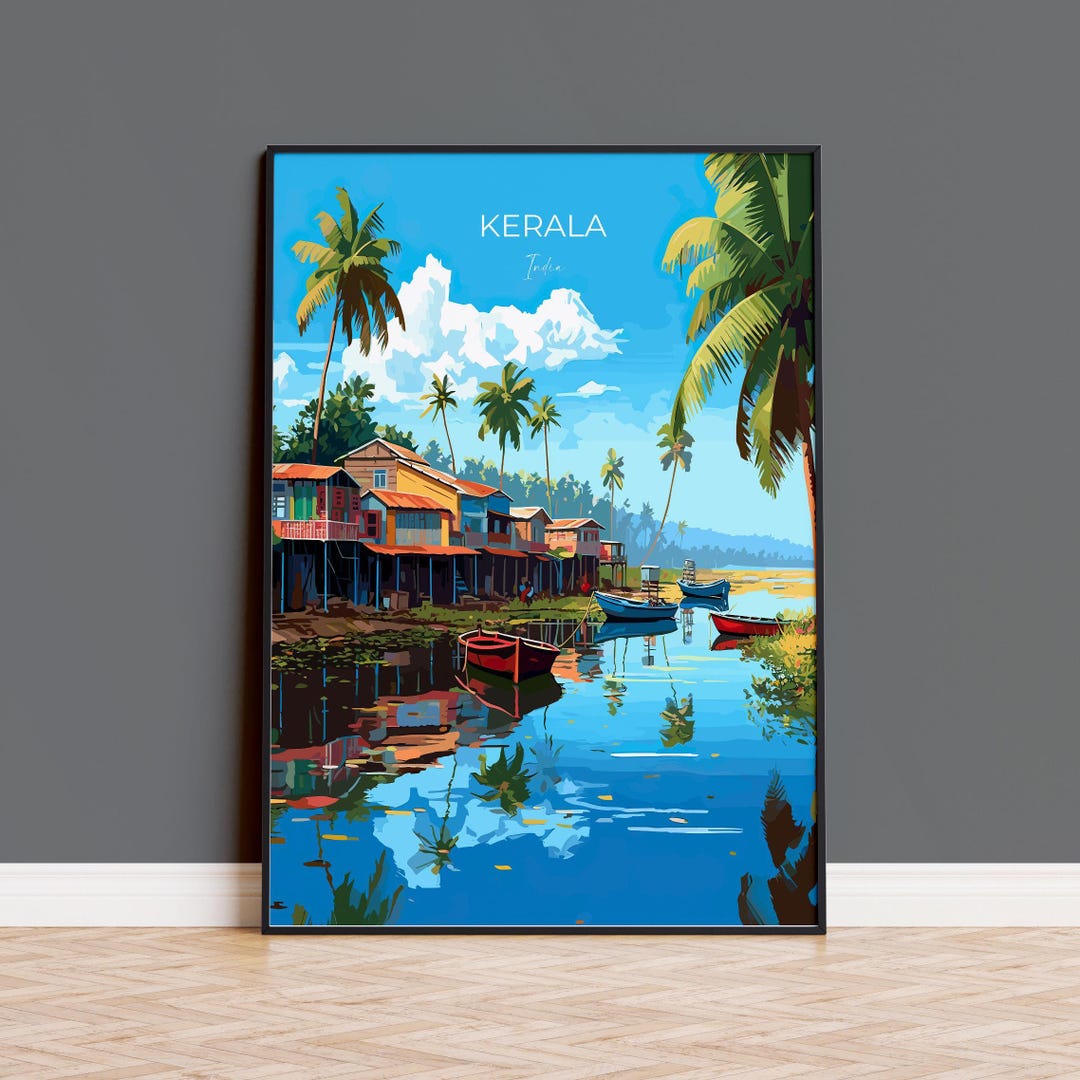 Kerala Travel Print, Travel Poster of Kerala, India, Kerala Art Gift ...