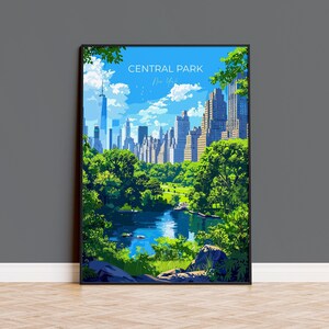 Central Park New York Travel Poster Wall Art, Travel Print of Central ...