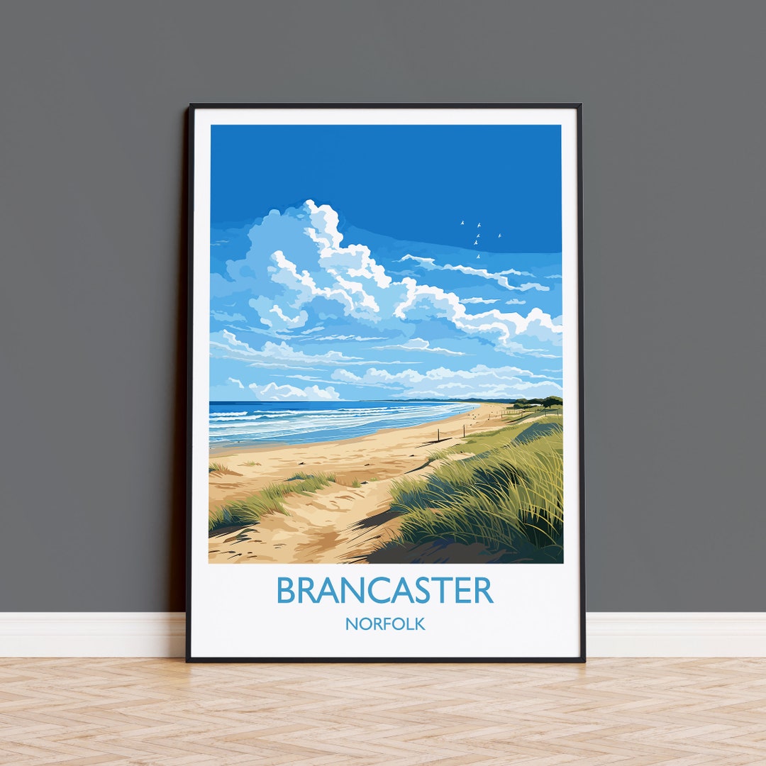 Brancaster Beach Travel Print, Travel Poster of Brancaster, Norfolk ...