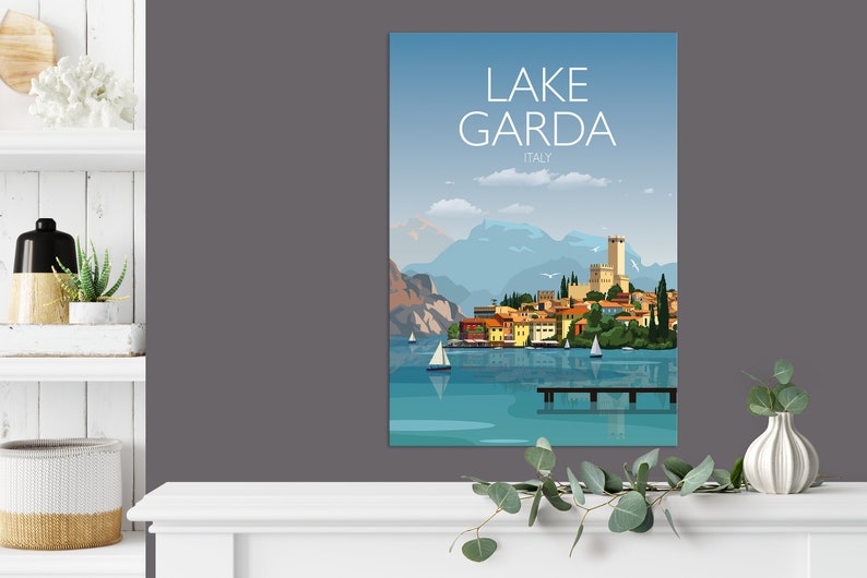 Travel Poster of Lake Garda Travel Print of Lake Garda Lake - Etsy UK