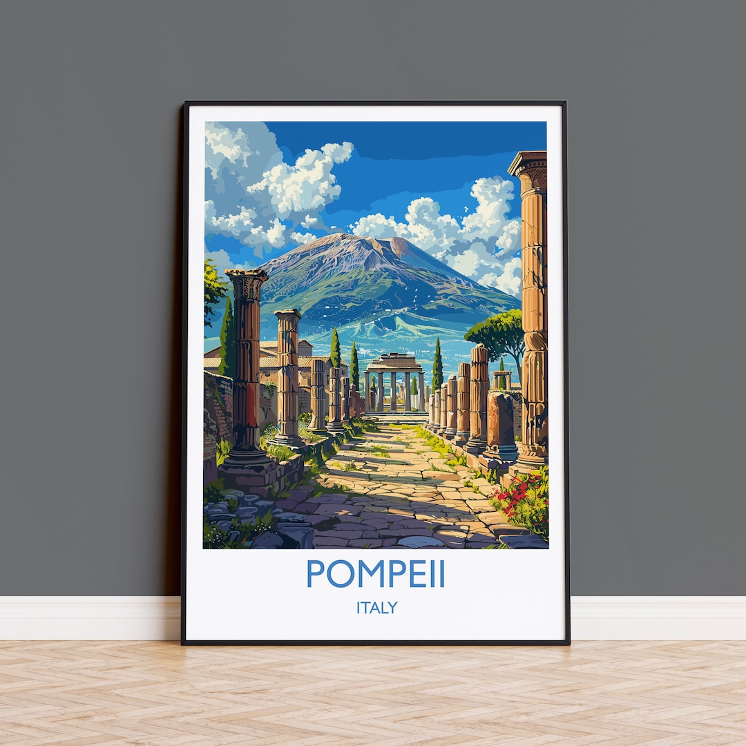 Pompeii Travel Poster Wall Art, Travel Print of Pompeii, Pompeii Art ...