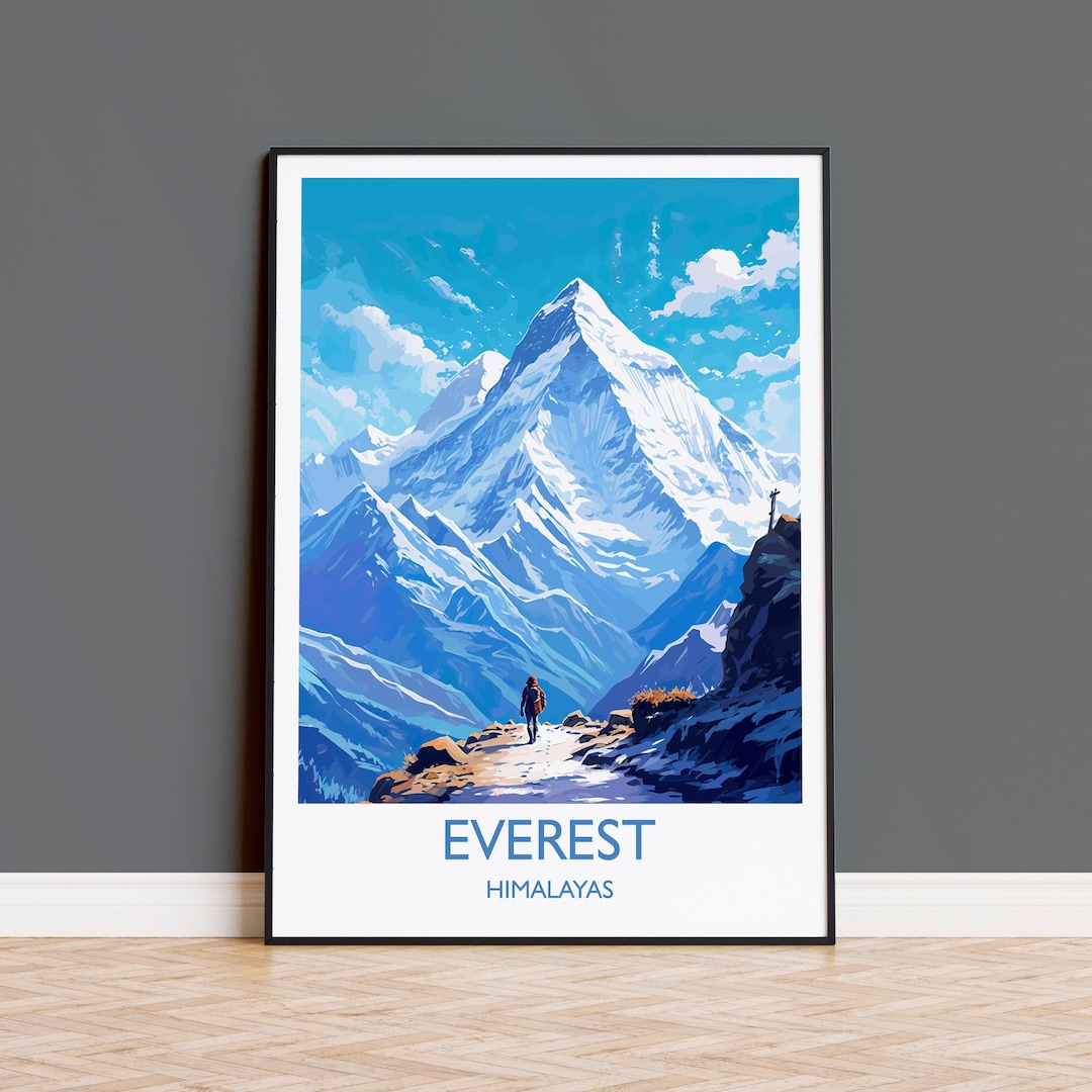 Everest Travel Poster, Travel Print of Everest, Everest Gift, Himalayas ...