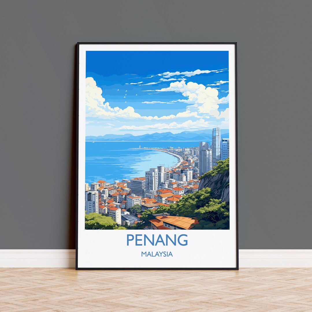 Penang Travel Poster Wall Art, Travel Print of Penang, Malaysia, Penang ...