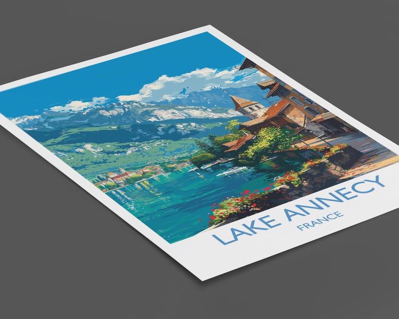 Lake Annecy Travel Poster Wall Art, Travel Print of Lake Annecy, Lake ...