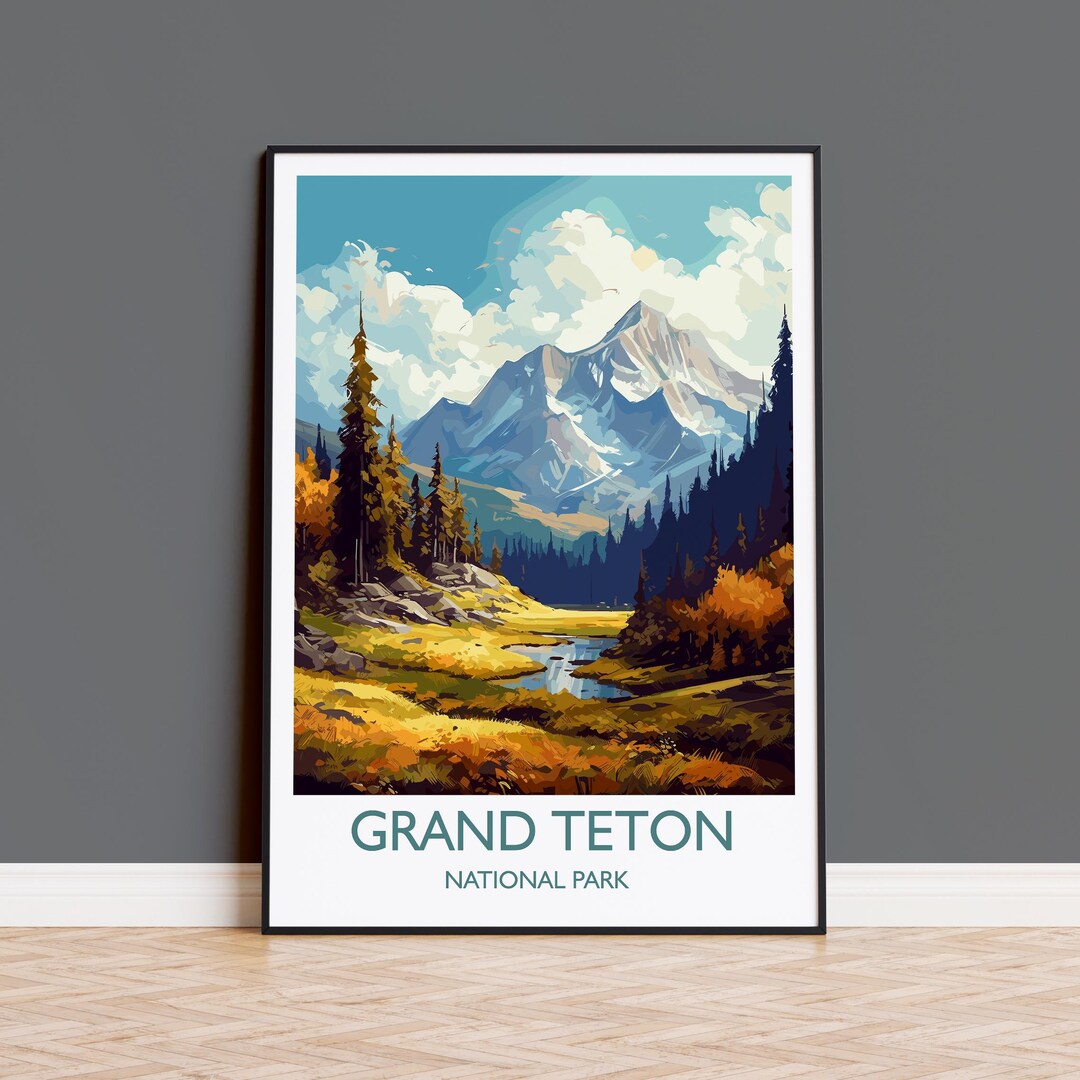 Grand Teton Poster, Travel Print of Grand Teton, North America, Grand ...
