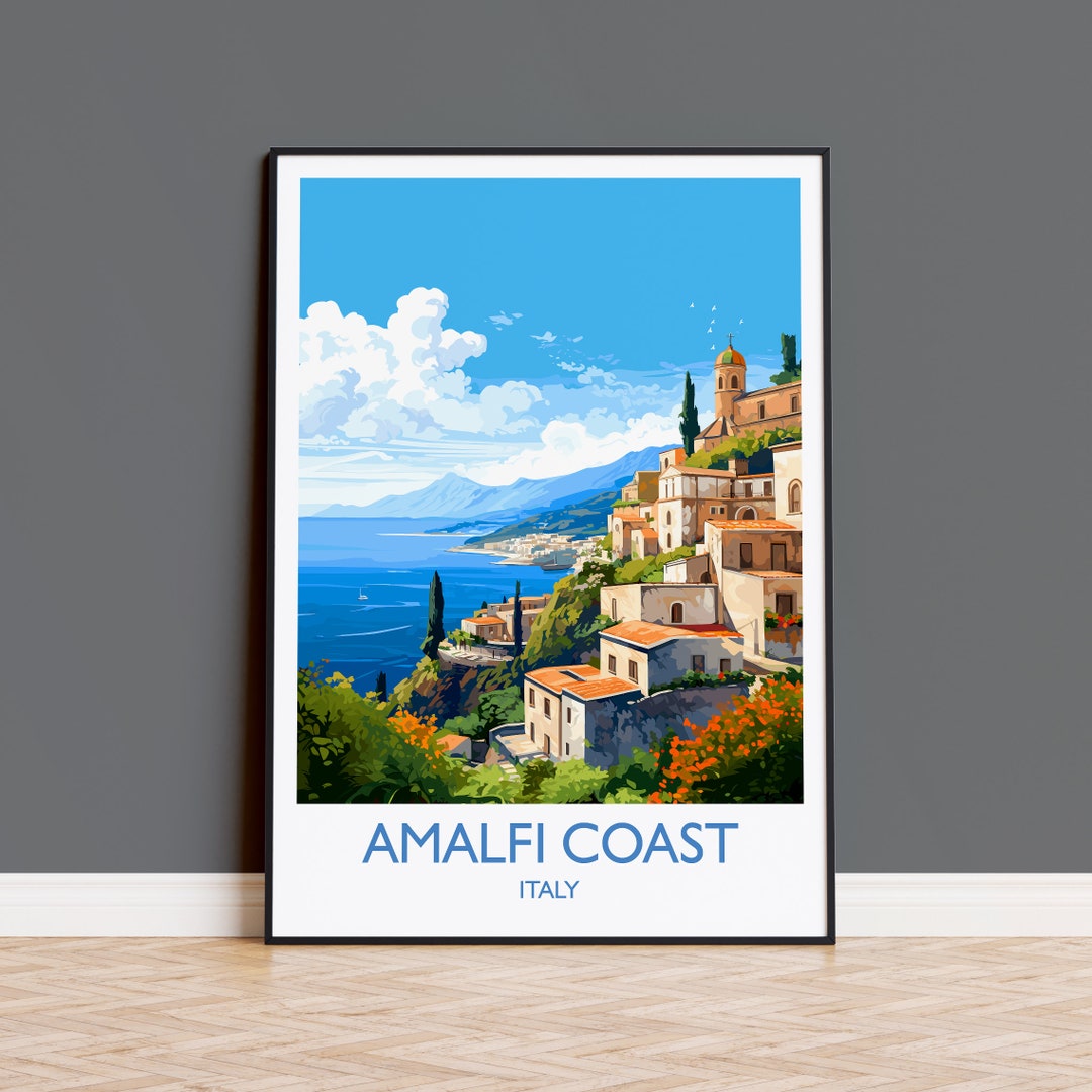 Amalfi Coast Travel Print, Travel Poster of Amalfi Coast, Italy Poster ...