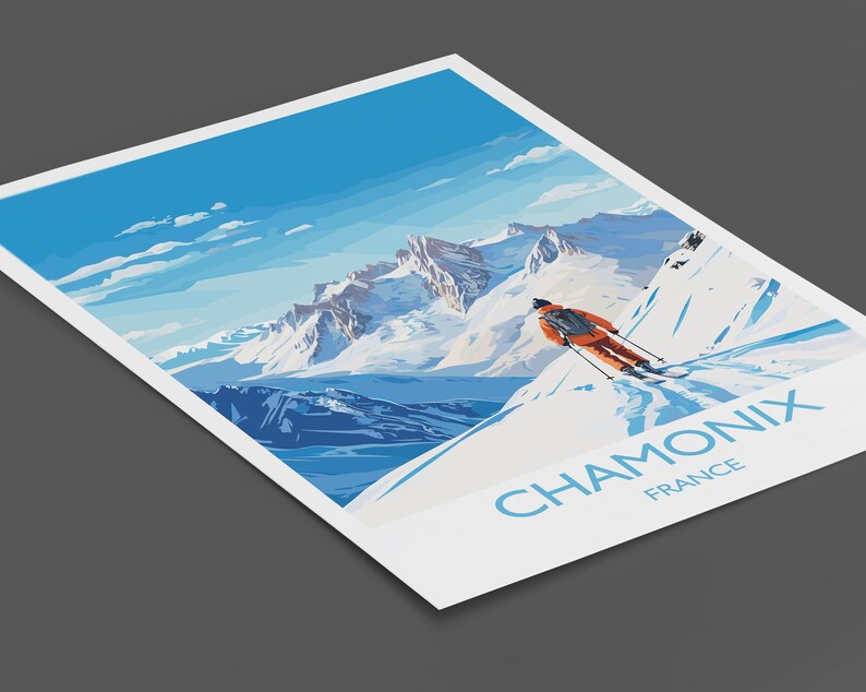 Chamonix Wall Art Travel Poster, Travel Print of Chamonix, Ski Poster ...