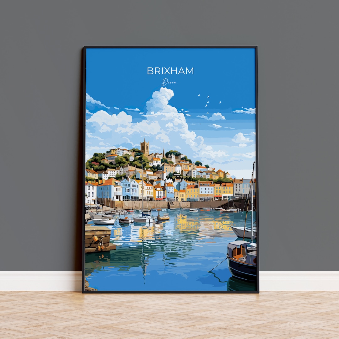 Brixham Travel Poster Wall Art, Travel Print of Brixham, England, Devon ...