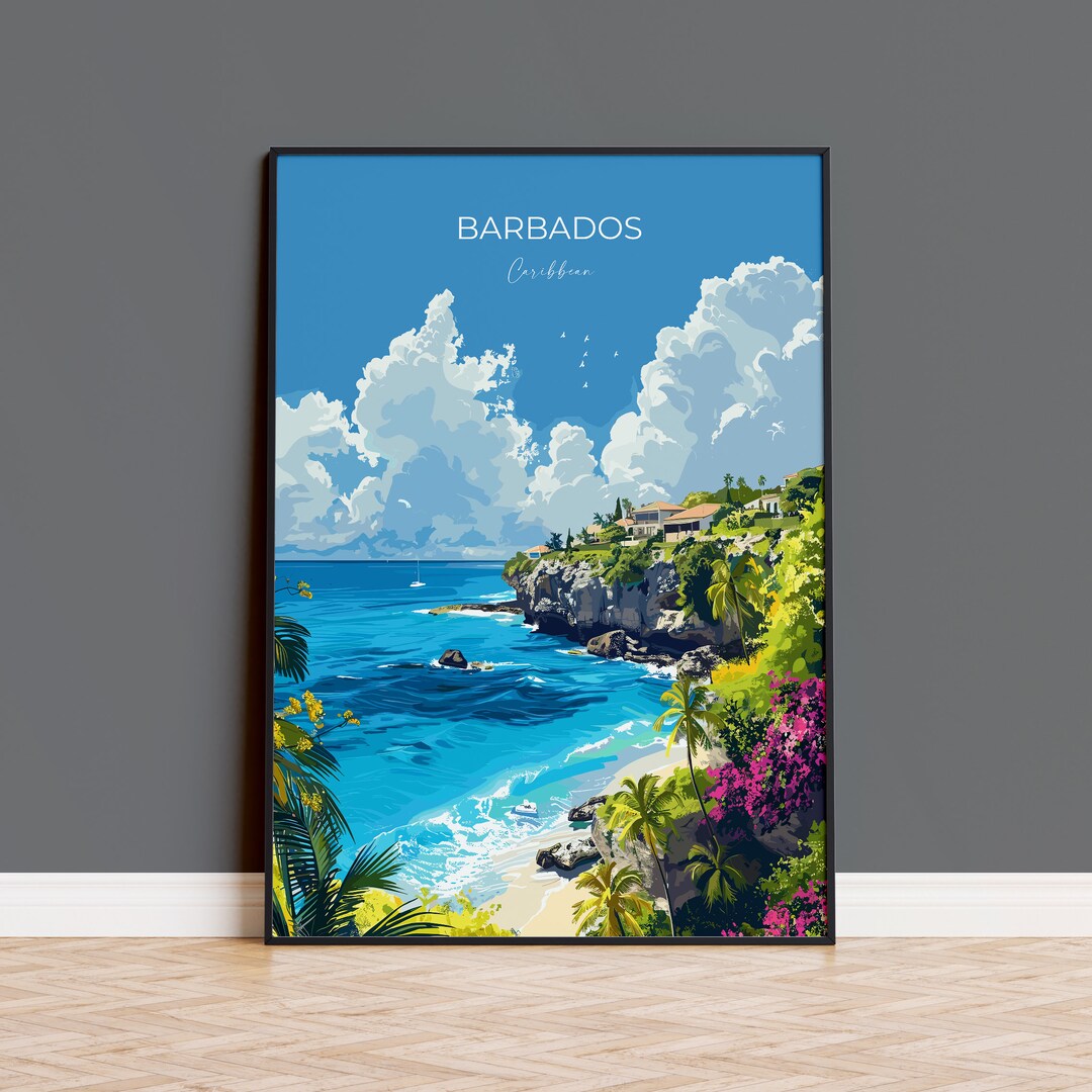 Barbados Travel Poster, Travel Print of Barbados, Caribbean, Barbados ...