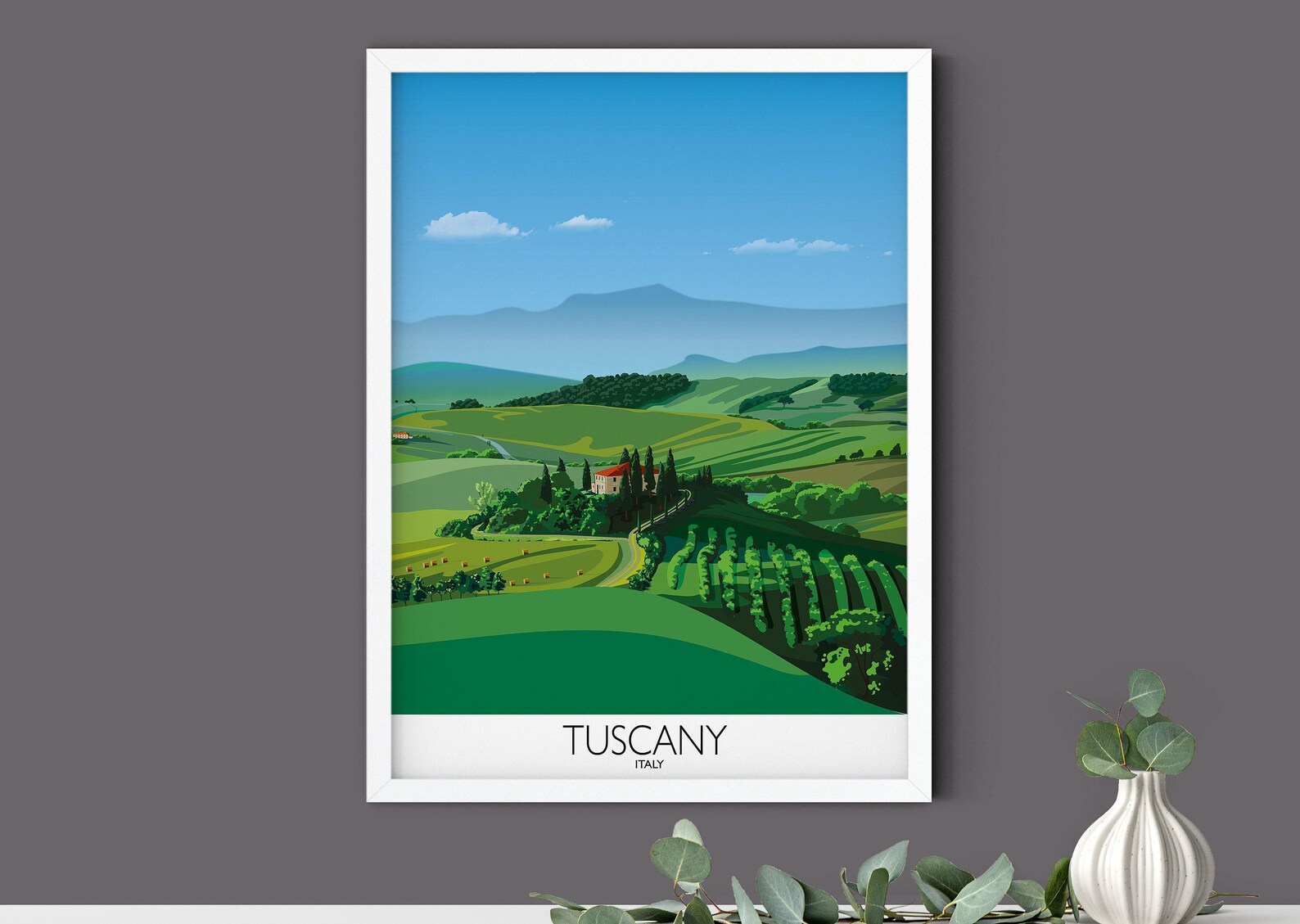 Travel Poster of Tuscany , Travel Print of Tuscany, Region of Italy ...