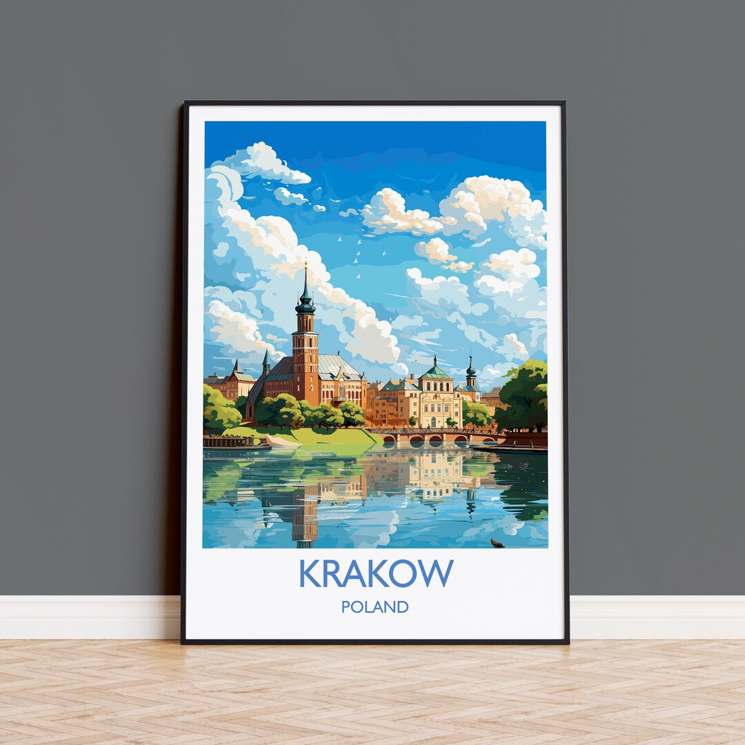 Krakow Travel Poster, Travel Print of Krakow, Poland Poster, Krakow Art ...