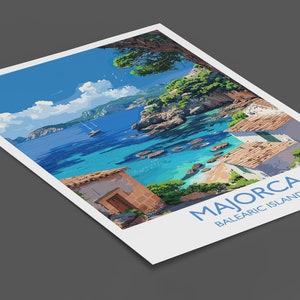 Majorca Travel Print, Travel Poster of Majorca, Balearic Islands Art ...