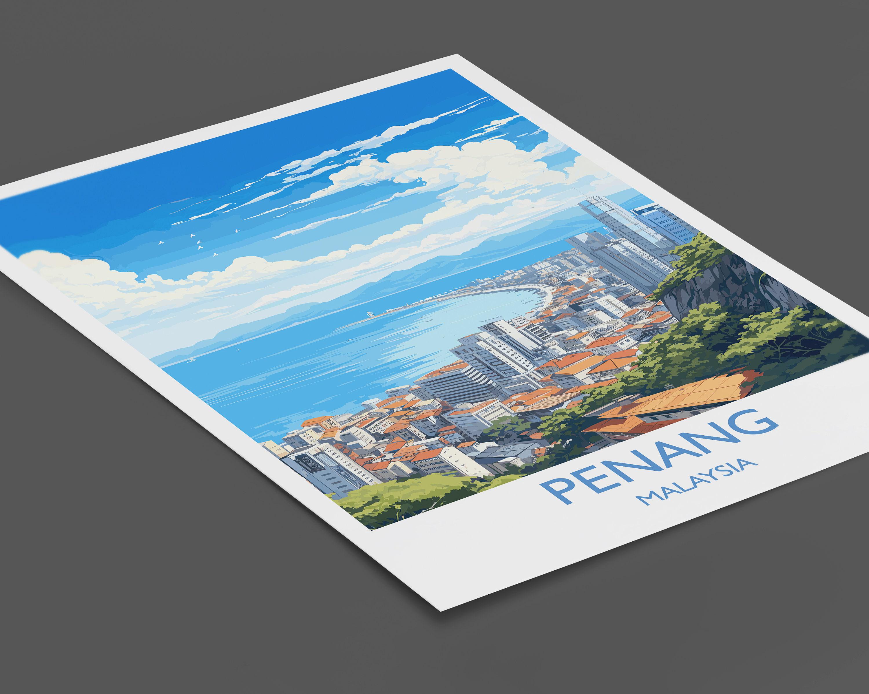 Penang Travel Poster Wall Art, Travel Print of Penang, Malaysia, Penang ...