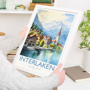 Interlaken Poster, Travel Print of Interlaken, Switzerland, Interlaken ...
