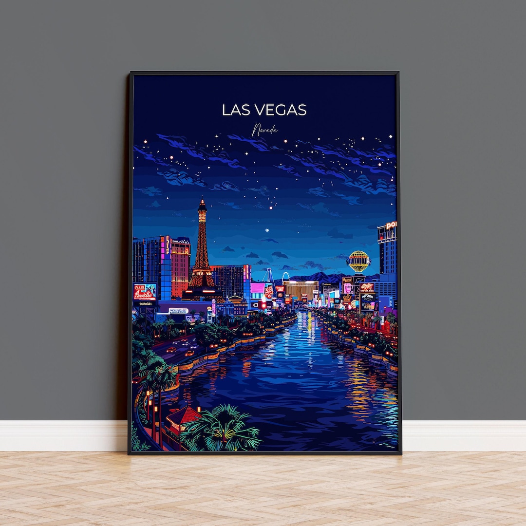 Las Vegas Travel Poster, Travel Print of Las Vegas, Nevada, Las Vegas ...