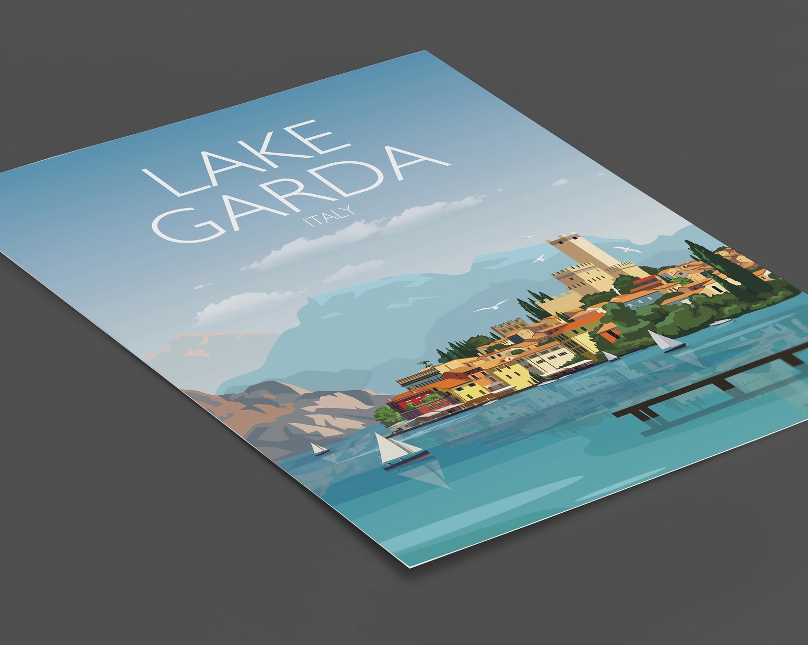 Travel Poster of Lake Garda Travel Print of Lake Garda Lake | Etsy UK