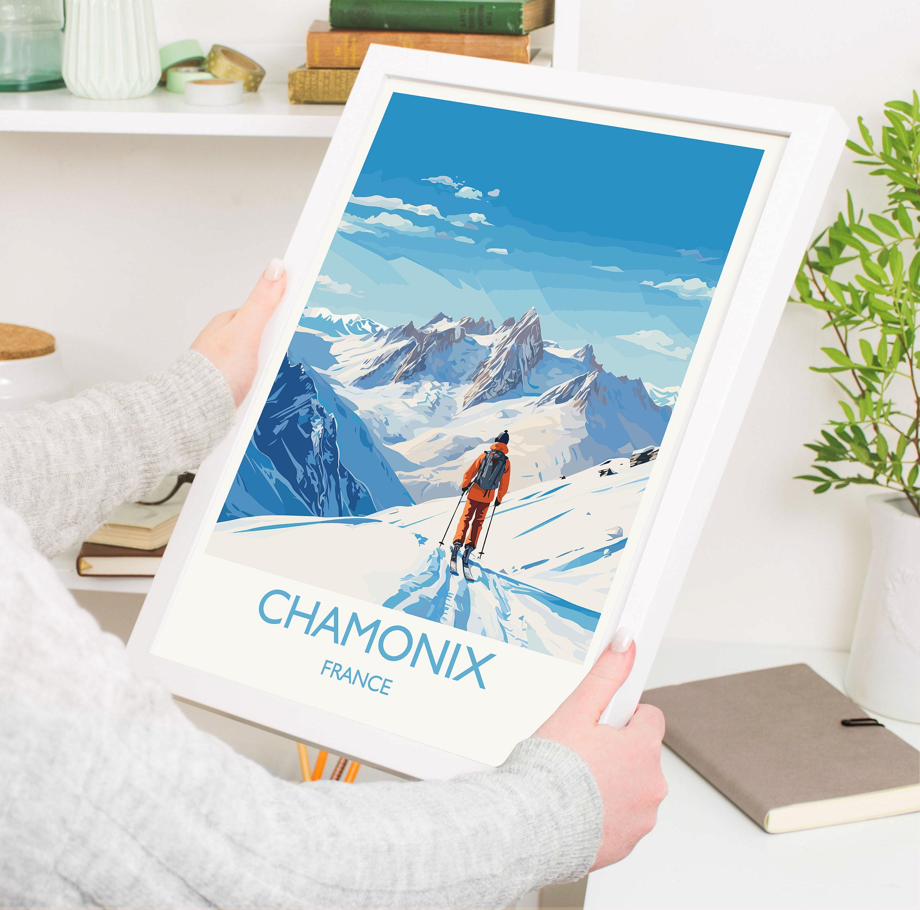 Chamonix Wall Art Travel Poster, Travel Print of Chamonix, Ski Poster ...