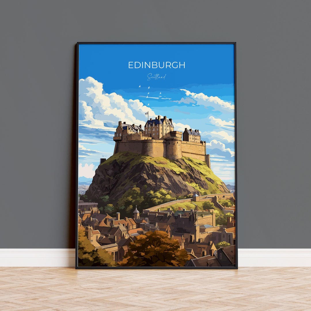 Edinburgh Print, Travel Poster of Edinburgh Castle, Scotland, Edinburgh ...