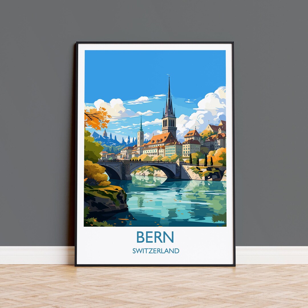 Bern Wall Art Travel Poster, Travel Print of Bern, Swiss Poster, Bern ...