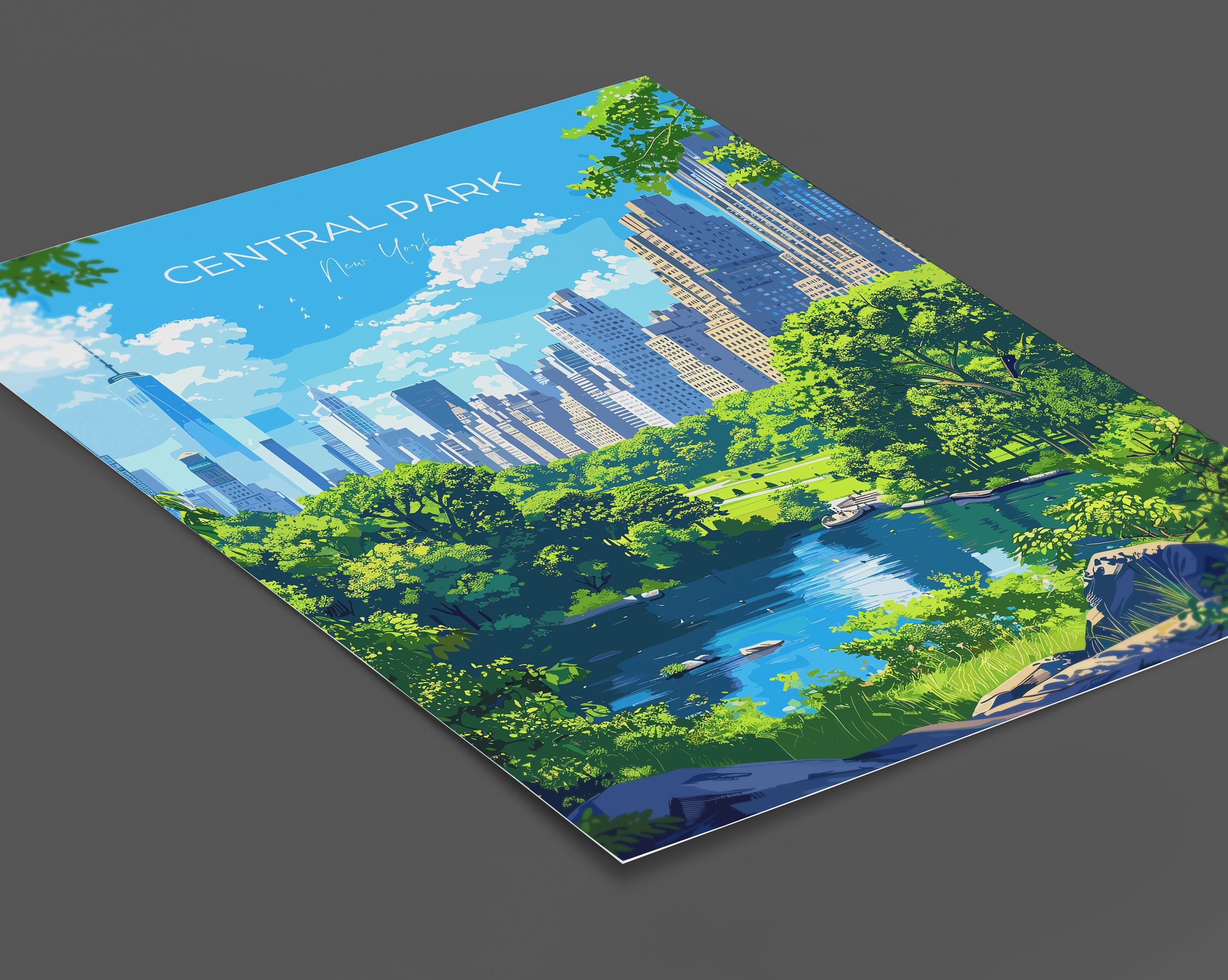 Central Park New York Travel Poster Wall Art, Travel Print of Central ...