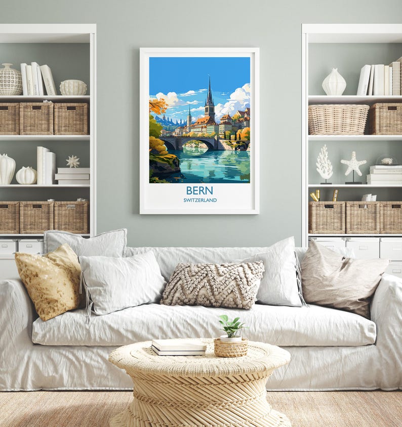Bern Wall Art Travel Poster, Travel Print of Bern, Swiss Poster, Bern ...