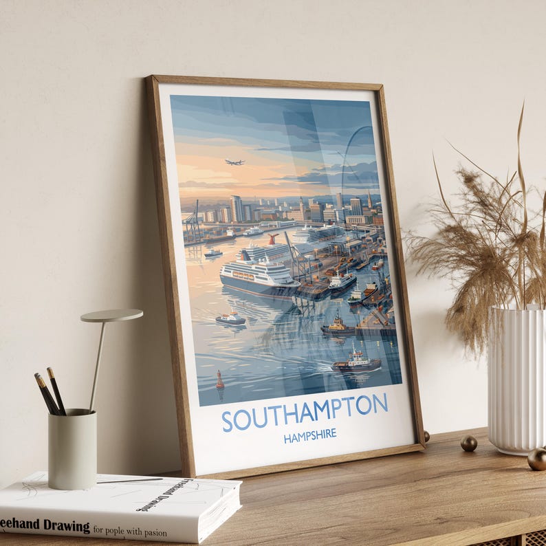 Port of Southampton Travel Poster, Southampton Docks Wall Art, Cruise ...