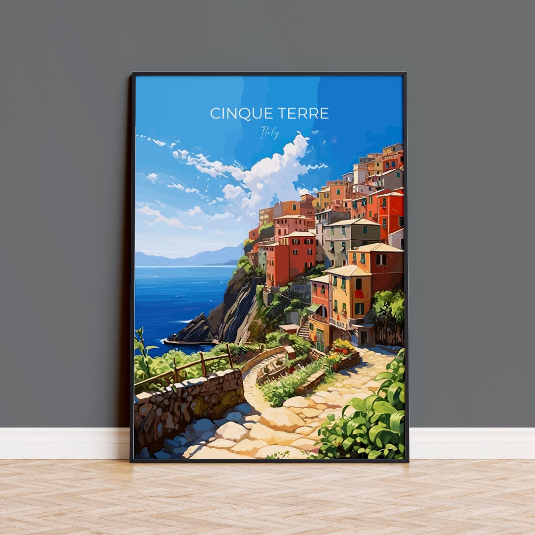 Cinque Terre Travel Print, Travel Poster of Cinque Terre, Italy, Cinque ...