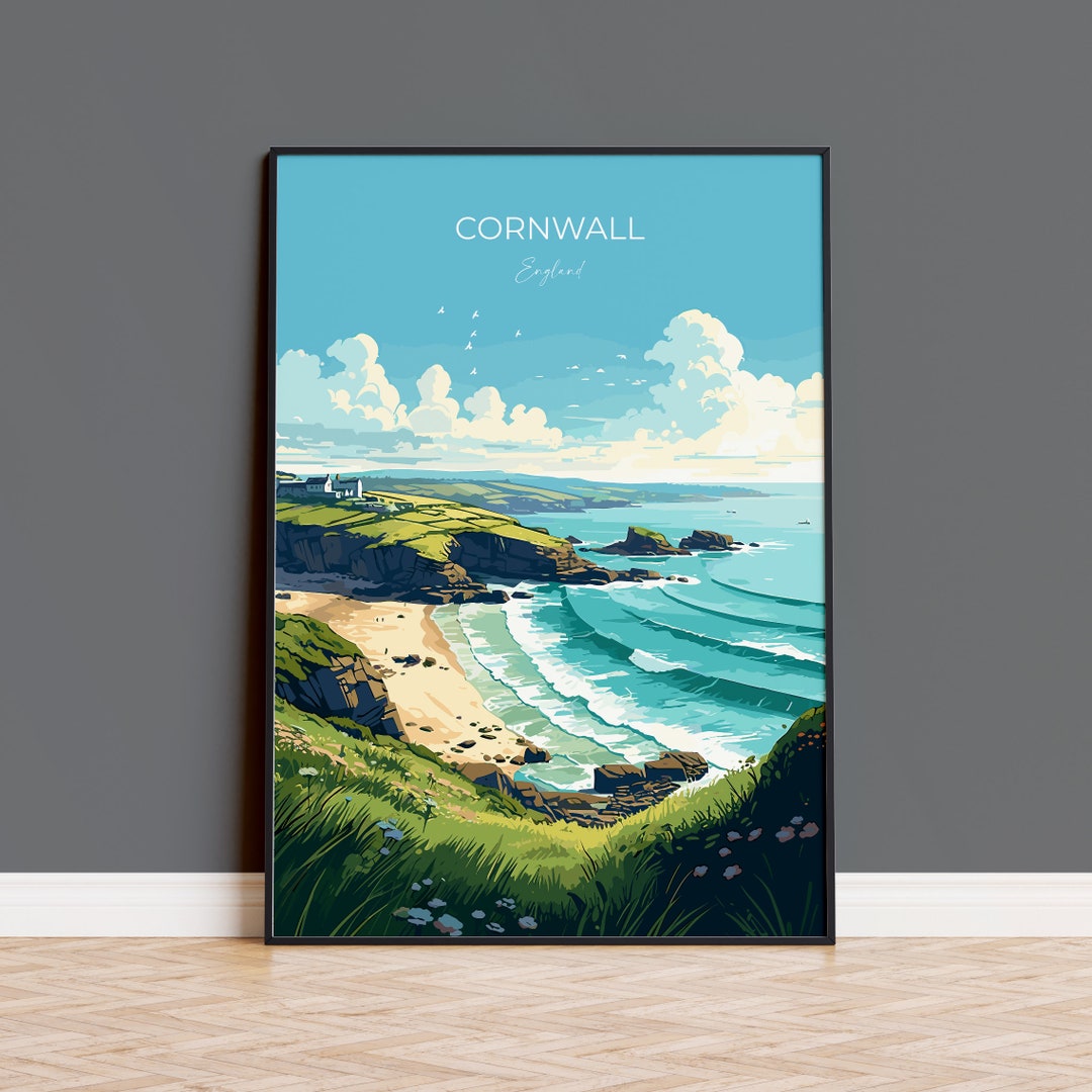 Cornwall Travel Print, Travel Poster of Cornwall, England, Cornwall Art ...