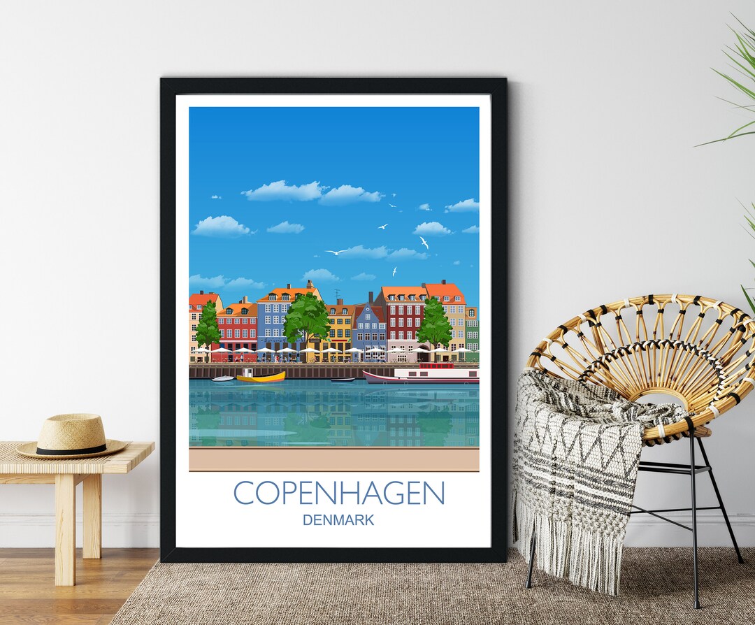 Copenhagen Travel Print, Travel Poster of Copenhagen, City of ...