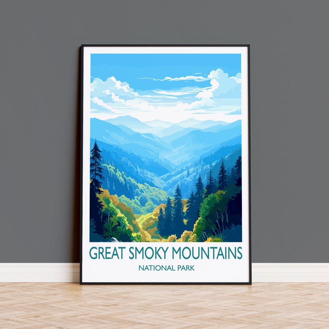 Great Smoky Mountains Poster, Travel Print of Great Smoky Mountains ...