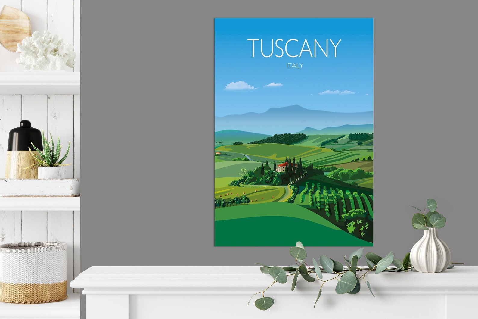 Travel Poster of Tuscany , Travel Print of Tuscany, Region of Italy ...