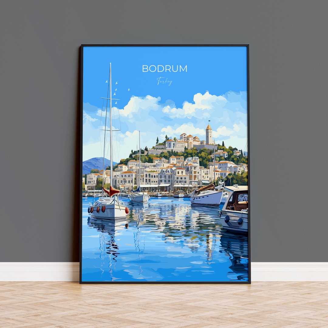 Bodrum Travel Poster, Travel Print of Bodrum, Turkey Poster, Bodrum ...