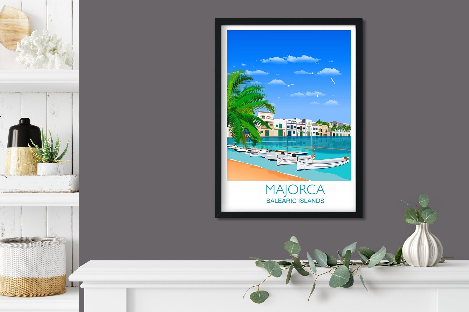 Majorca Travel Print, Travel Poster of Majorca, Balearic Islands ...