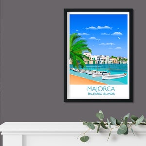 Majorca Travel Print, Travel Poster of Majorca, Balearic Islands ...