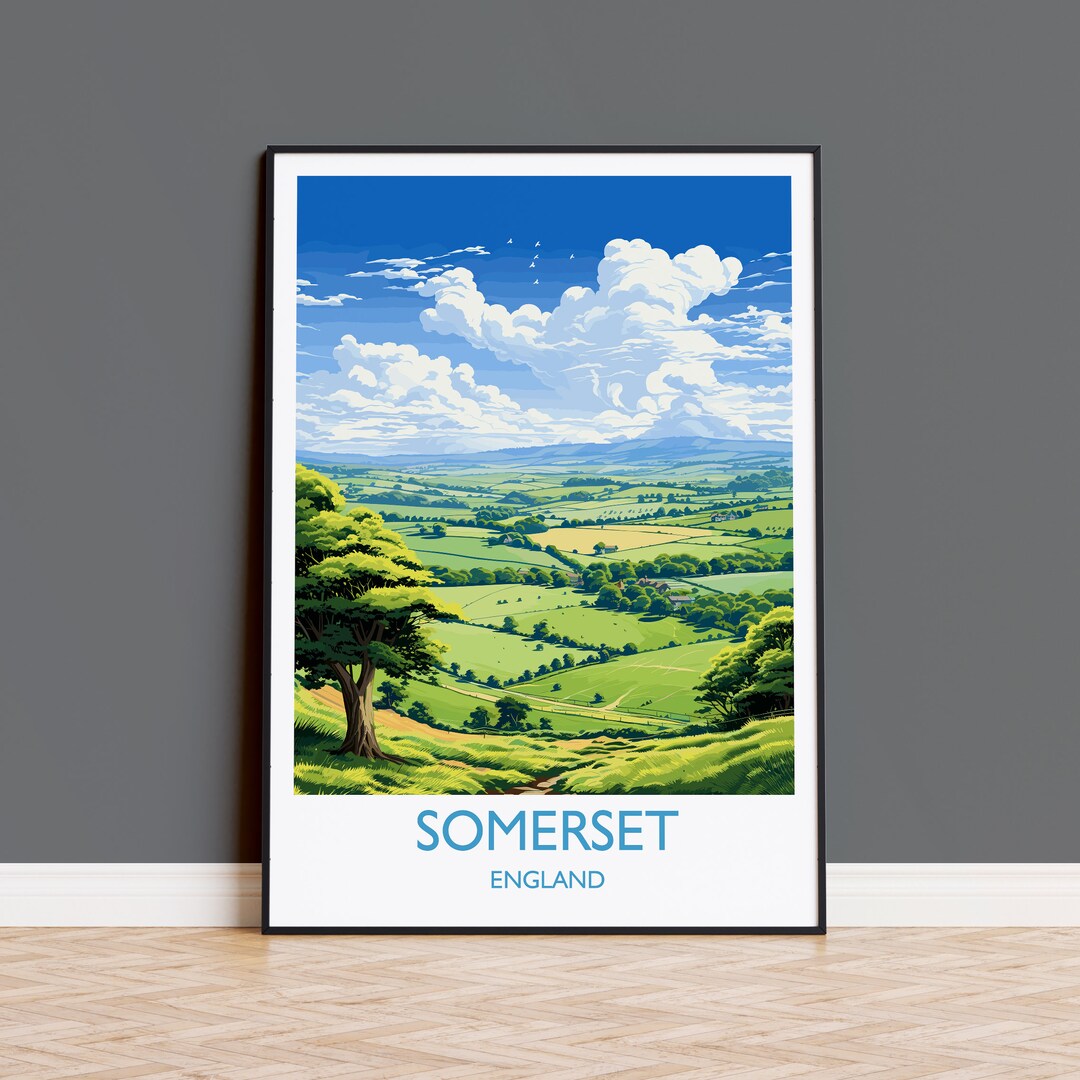 Somerset Print Wall Art, Travel Poster of Somerset, England, Somerset ...